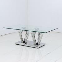China Rectangle Glass Top Home Coffee Table With Stainless Steel Leg for sale