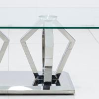 China Rectangle Glass Top Home Coffee Table With Stainless Steel Leg for sale