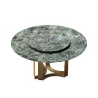 China Luxury Round Dining Room Tables With Faux Marble Top Metal Base Brushed Gold for sale