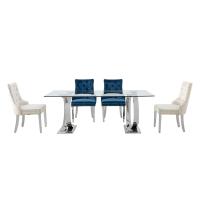 China 12mm Tempered Glass Dining Table With Stainless Steel Legs 200cm for sale