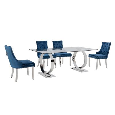 China 12mm Tempered Glass Dining Table With Stainless Steel Legs 200cm for sale