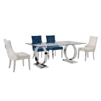 China 12mm Tempered Glass Dining Table With Stainless Steel Legs 200cm for sale