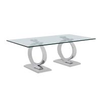 China 0.18m3 Glass SS Coffee Table Chrome Finished 130cm for sale