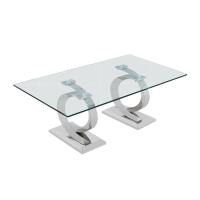 China 0.18m3 Glass SS Coffee Table Chrome Finished 130cm for sale