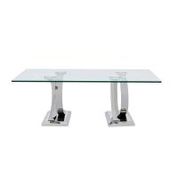 China 0.18m3 Glass SS Coffee Table Chrome Finished 130cm for sale