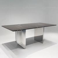 China Arc White Luxury Marble Dining Table With Brushed Black Legs for sale