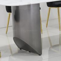 China Arc White Luxury Marble Dining Table With Brushed Black Legs for sale