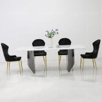 China Arc White Luxury Marble Dining Table With Brushed Black Legs for sale