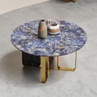 China White Round Luxury Custom Marble Dining Table With Stainless Steel Metal Base in Gold for sale