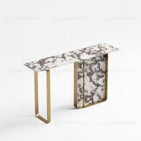 China Brush Gold SS Console Table Leg Base 11mm Sintered Stone Top for sale