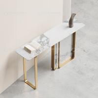 China Brush Gold SS Console Table Leg Base 11mm Sintered Stone Top for sale