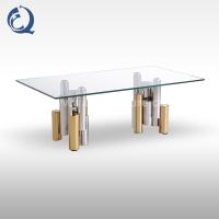 China Modern SS Coffee Table Silver Gold With 12mm Clear Tempered Glass for sale