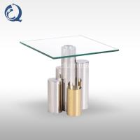 China Modern SS Coffee Table Silver Gold With 12mm Clear Tempered Glass for sale