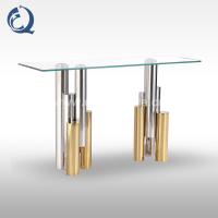 China Modern SS Coffee Table Silver Gold With 12mm Clear Tempered Glass for sale