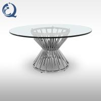 China Chrome Wire SS Round Glass Top Coffee Table Glam Cocktail Table for sale