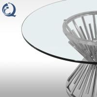 China Chrome Wire SS Round Glass Top Coffee Table Glam Cocktail Table for sale