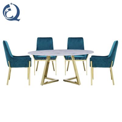 China Marble Top SS Dining Tables With Chairs 60