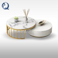 China Leisure Area SS Coffee Table Round Marble Nested Desk With Drawer White for sale