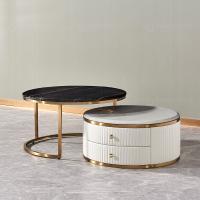 China 0.22m3 Mirror SS Coffee Table Set With Storage 2 Drawers Stone And Marble Top for sale