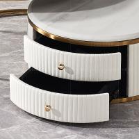 China 0.22m3 Mirror SS Coffee Table Set With Storage 2 Drawers Stone And Marble Top for sale