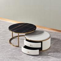 China 0.22m3 Mirror SS Coffee Table Set With Storage 2 Drawers Stone And Marble Top for sale