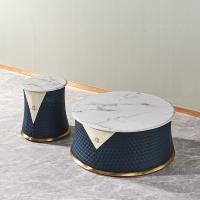 China Light Luxury Round Coffee Table SS With Storage Stone Top Set Of 2 Fully Assembled Sofa Table Set for sale