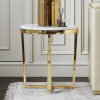 China Round Coffee Side Table Living Room Marble Top Golden Legs for sale