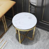 China Round Coffee Side Table Living Room Marble Top Golden Legs for sale