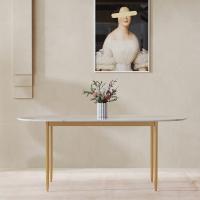 China Luxury Kitchen Dining Table Stainless Steel Base Marble Top for sale