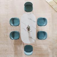 China Luxury Kitchen Dining Table Stainless Steel Base Marble Top for sale