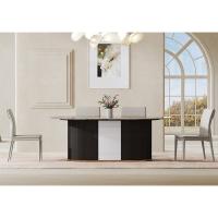 China Rectangle Luxury Artificial Marble Top Metal Luxury Dining Table for sale