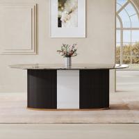 China Rectangle Luxury Artificial Marble Top Metal Luxury Dining Table for sale
