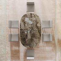 China Rectangle Luxury Artificial Marble Top Metal Luxury Dining Table for sale