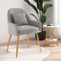 China Sturdy SS Dining Chairs Gold Leg Grey Velvet Cushion Side Chair for sale
