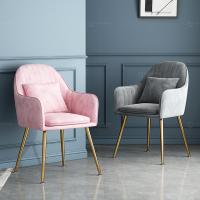 China Sturdy SS Dining Chairs Gold Leg Grey Velvet Cushion Side Chair for sale
