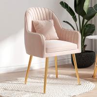 China Sturdy SS Dining Chairs Gold Leg Grey Velvet Cushion Side Chair for sale