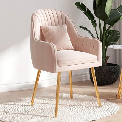 China Sturdy SS Dining Chairs Gold Leg Grey Velvet Cushion Side Chair for sale