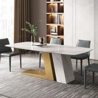 China OEM Luxury Marble Dining Table Gold Metal Base Living Room Furniture for sale