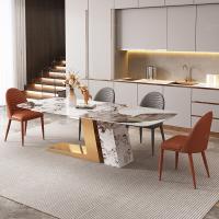 China OEM Luxury Marble Dining Table Gold Metal Base Living Room Furniture for sale