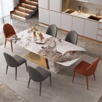 China OEM Luxury Marble Dining Table Gold Metal Base Living Room Furniture for sale