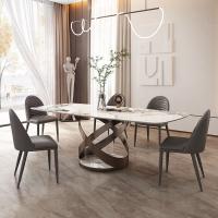 China 0.91m3 Luxury Marble Dining Table Rectangle Top Modern Dining Set for sale