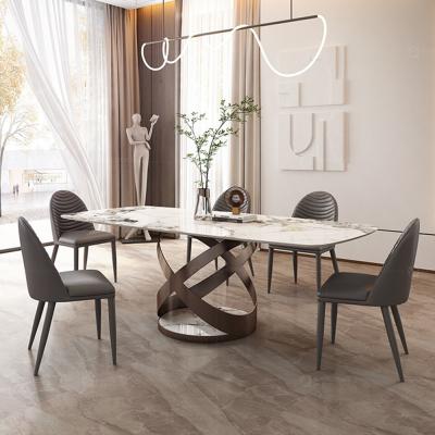 China 0.91m3 Luxury Marble Dining Table Rectangle Top Modern Dining Set for sale