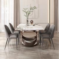China 0.91m3 Luxury Marble Dining Table Rectangle Top Modern Dining Set for sale