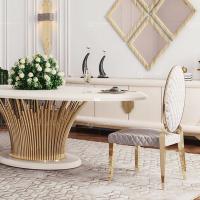China Faux Marble Luxury Modern Round Accent Dining Table For 6 people for sale