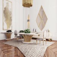 China Faux Marble Luxury Modern Round Accent Dining Table For 6 people for sale