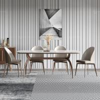 China Customized luxury artifical marble steel furniture dining room table for sale
