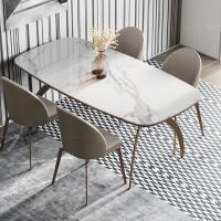 China Customized luxury artifical marble steel furniture dining room table for sale