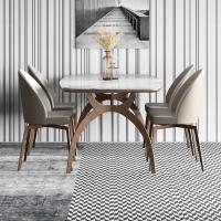 China Customized luxury artifical marble steel furniture dining room table for sale