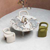 China Living Room SS Steel Furniture Glass Metal Marble Dining Table Metal Legs for sale