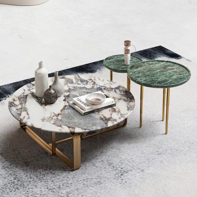 China Home Furniture Living Room Coffee Table Save Space Nature Marble Stainless for sale